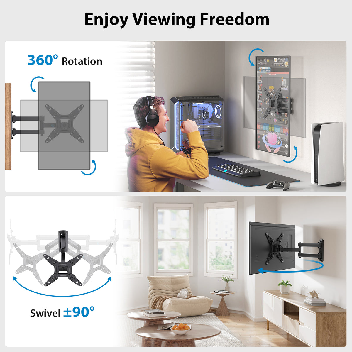 Full Motion TV Wall Mount For 13" To 42" TVs